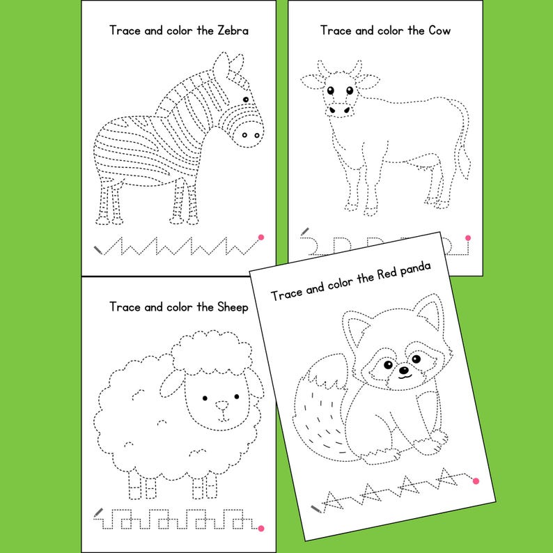 Animal Tracing & Coloring Pages | 60 Printable Worksheets With Line ...