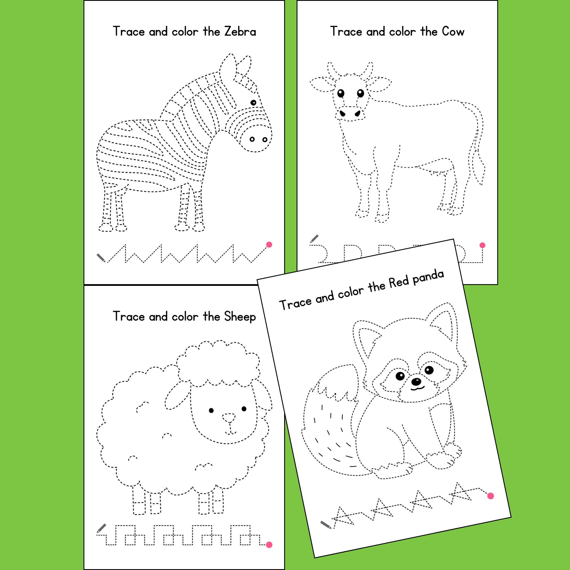 Animal Tracing & Coloring Pages | 60 Printable Worksheets With Line ...
