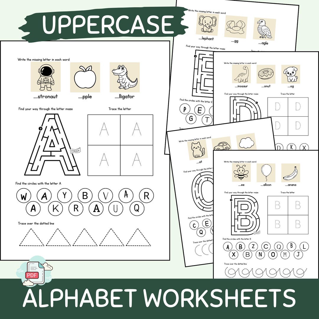 Pre- K Kindergarten Alphabet Worksheets | Printable ABC Activity PDF - Etsy