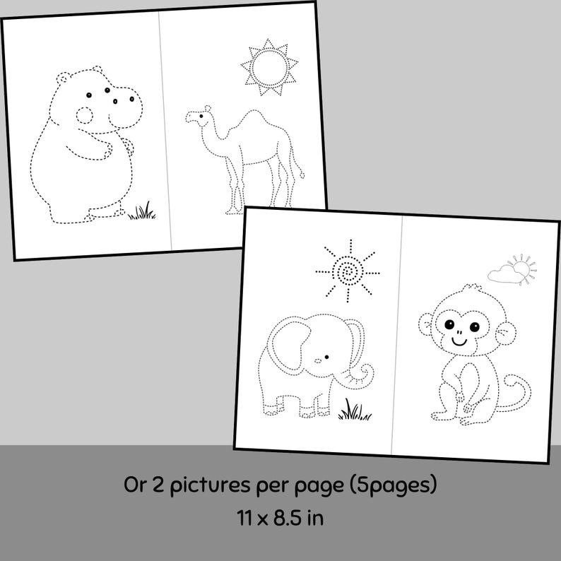 Zoo Animal Trace and Color Pages | Preschool Fine Motor Worksheets - Etsy