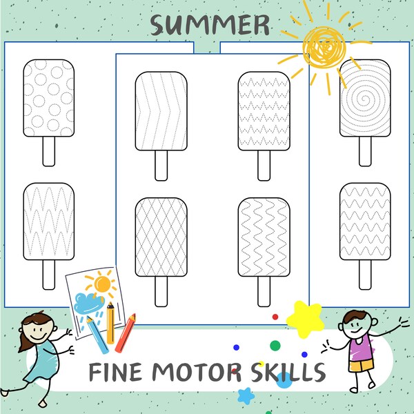 Ice Cream Tracing Practice Activity. Popsicle Trace the Lines Learning ...