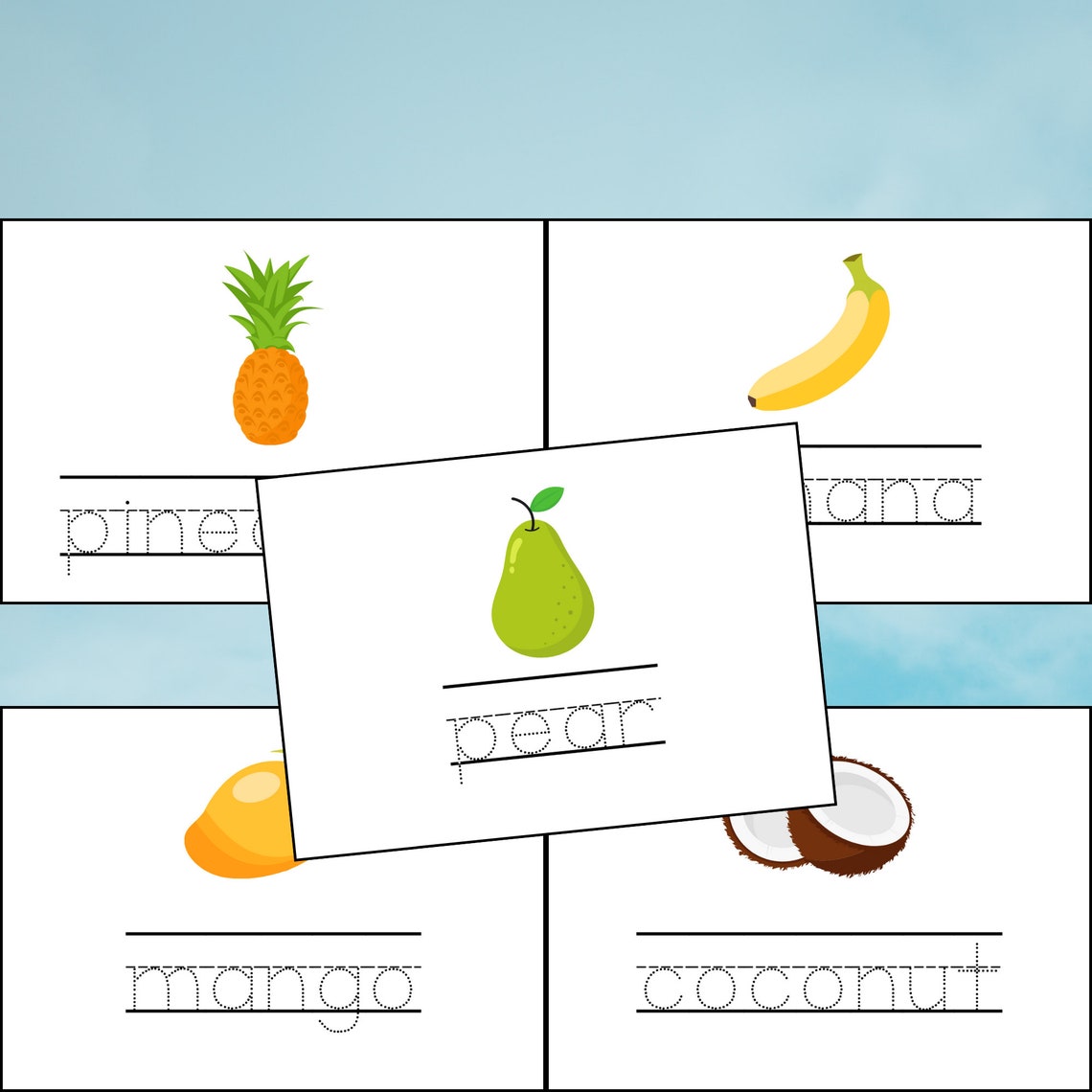 Fruit Word Tracing Flashcards | Learn Fruit Names & Practice Writing ...