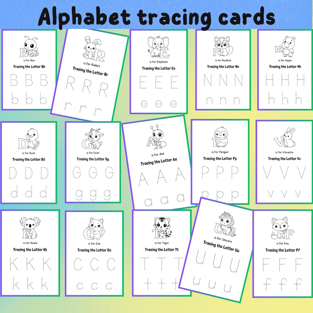 Printable Letter Tracing Cards & Animal ABC Flashcards for Early ...