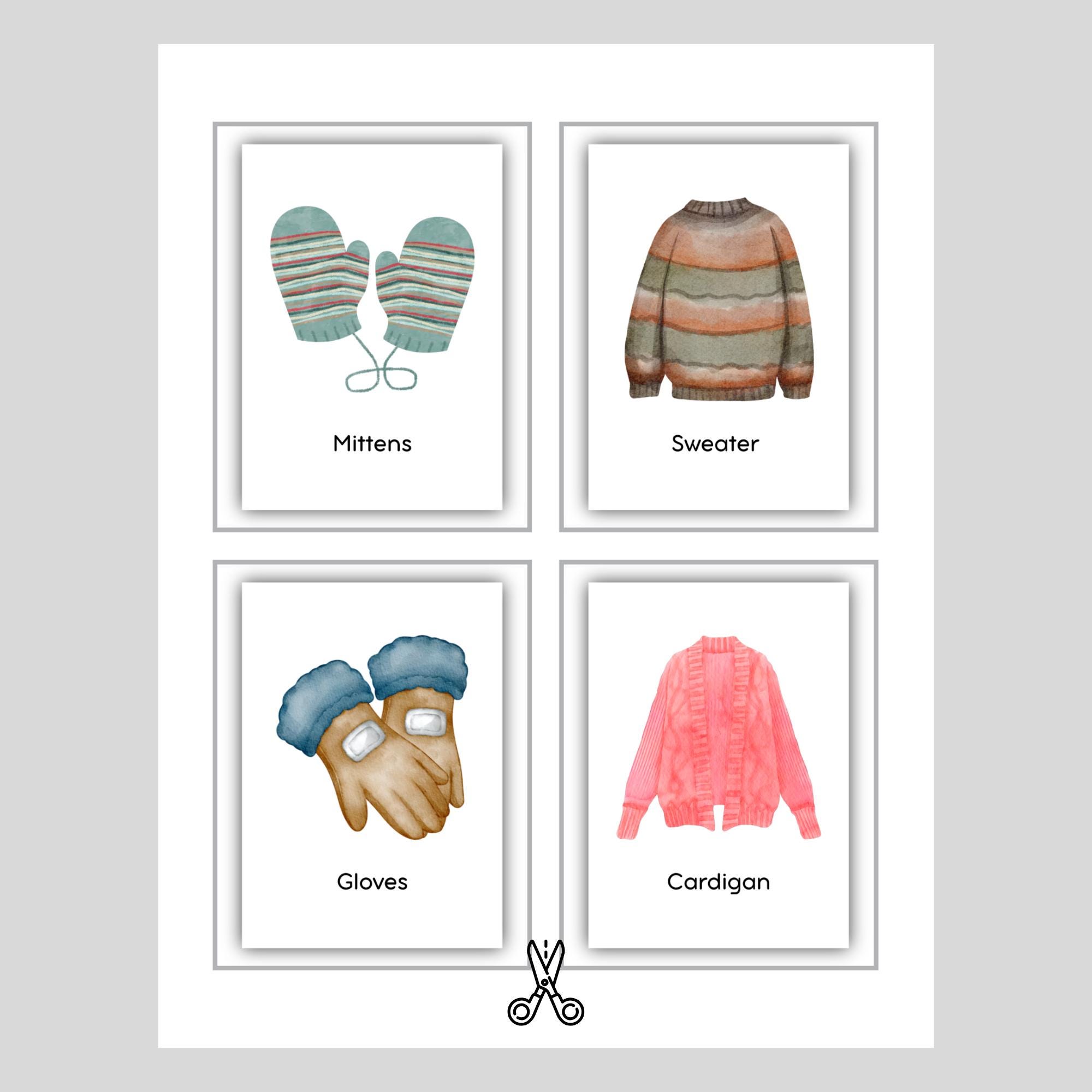 Kids Winter Clothing Cards | Printable Vocabulary Flashcards for ...