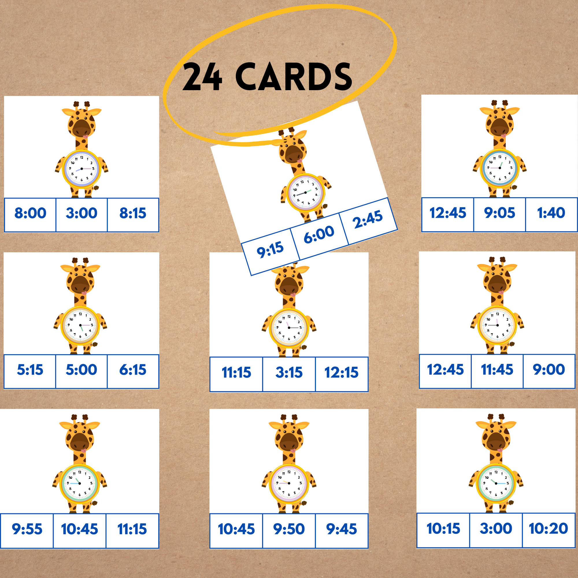 Telling Time Clip Cards for Kindergarten | Analog Clock Matching Task ...