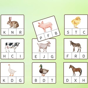 Phonics Clip Cards – Farm Animal Beginning Sounds | Alphabet Activity ...
