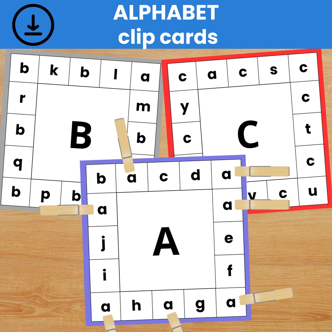 Letter Recognition Alphabet Clip Cards | Toddler & Preschool Matching ...