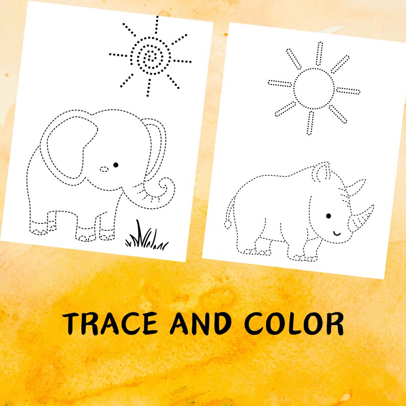 Animal Tracing Line and Easy Coloring Toddler Worksheets, Printable ...
