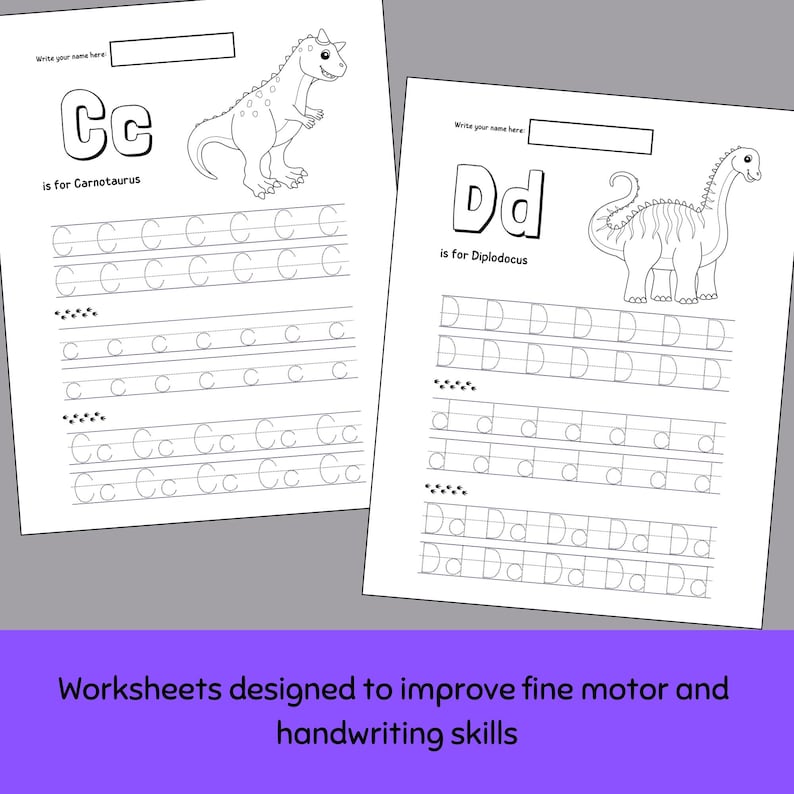 Dino ABC Tracing Worksheets | Fun Alphabet Handwriting Practice for ...