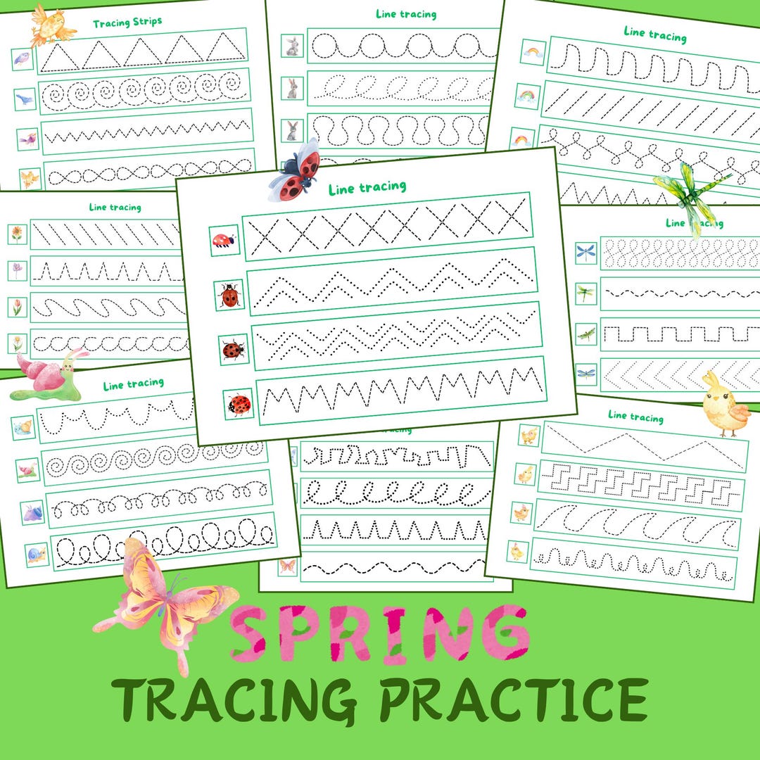 Preschool Spring Line Tracing Worksheets | Printable Handwriting ...