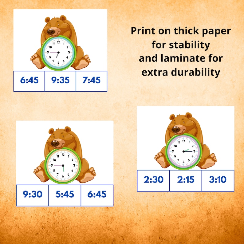 Bear Analog Telling Time Clip Cards, Homeschool Resources, Printable ...