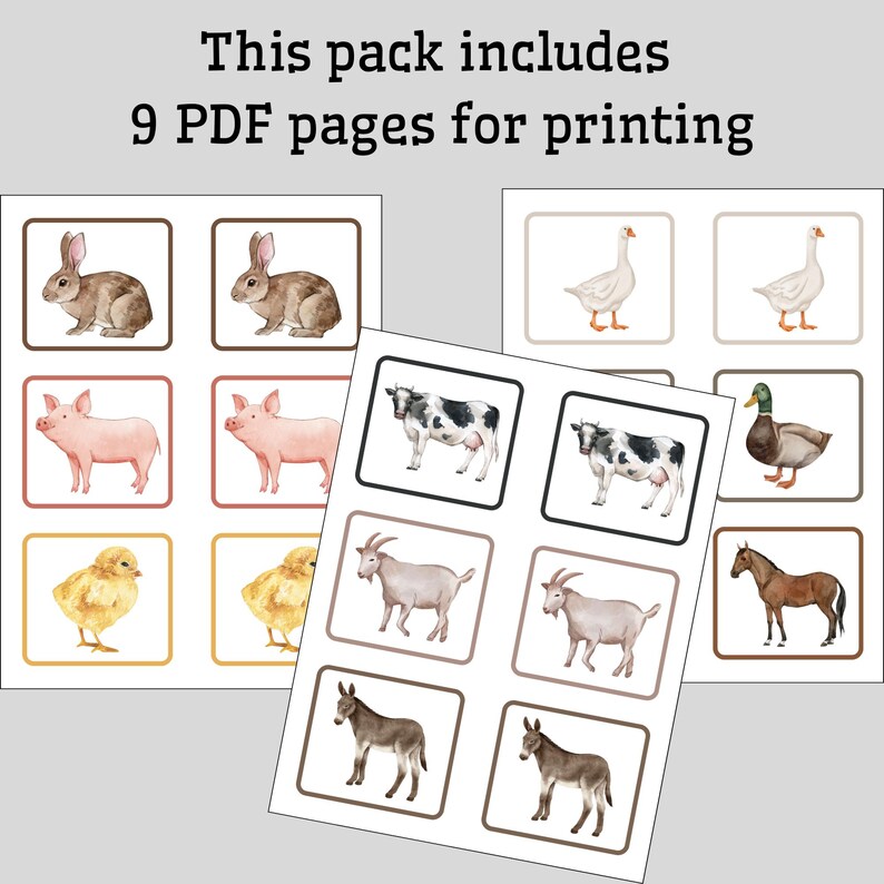 Farm Animal Memory Card Game | Preschool Activities | Toddler Learning ...