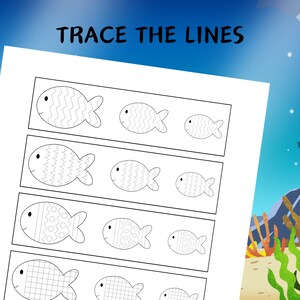 Pre-writing Line Tracing, Under the Sea Themed, Trace Practice, Fine ...