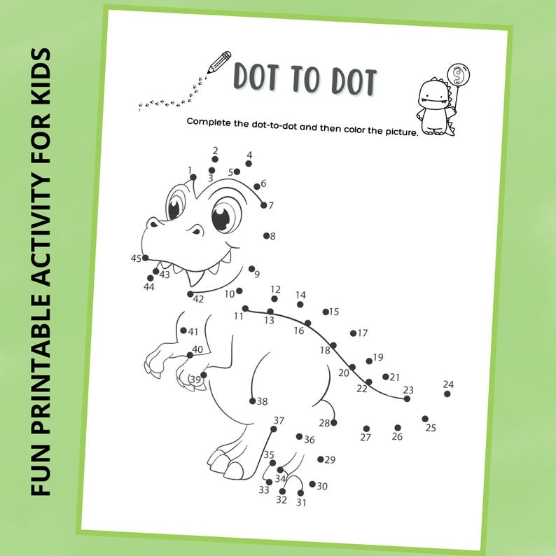 Dinosaur Dot to Dot Printable PDF | Connect the Dots Worksheets for ...