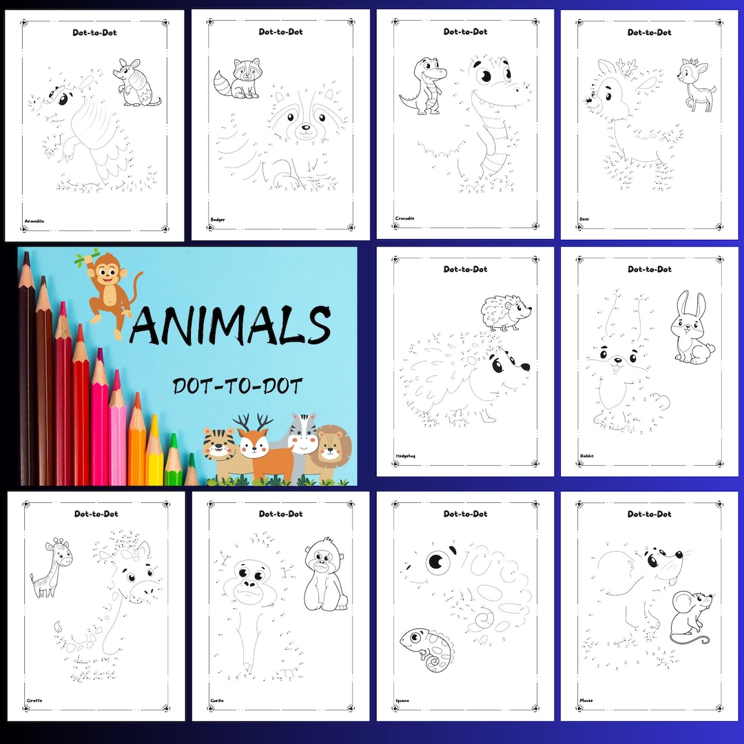 Animals Dot to Dot Coloring Pages | Connect the Dots for Kids ...