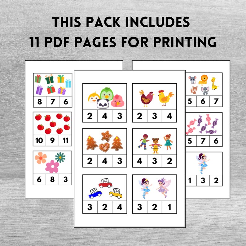 Printable Counting Cards, 1-12 for Homeschool & Preschool, Kindergarten ...