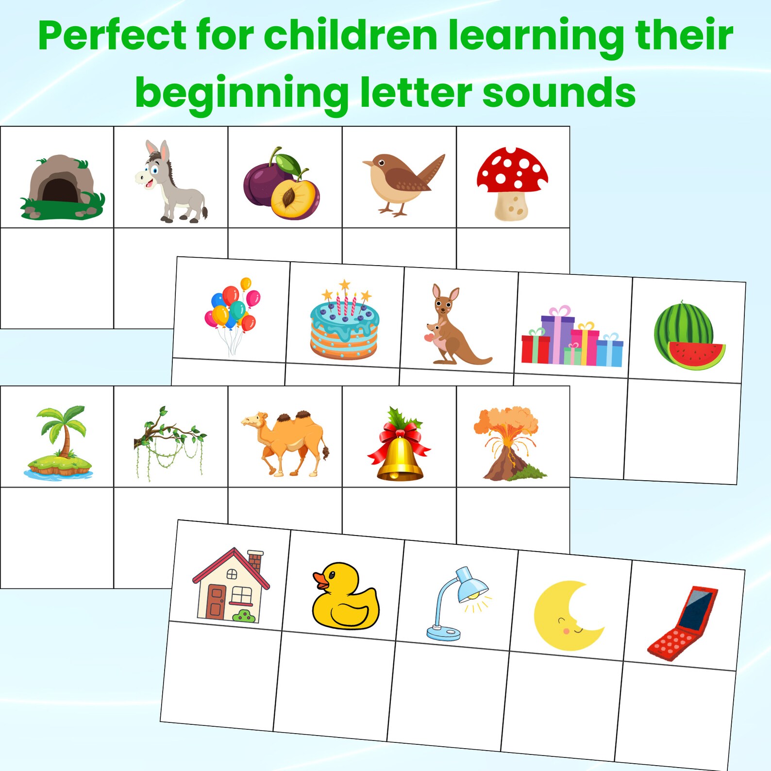 Beginning Sounds Letter Match Phonics Worksheets, Letter Sounds ...