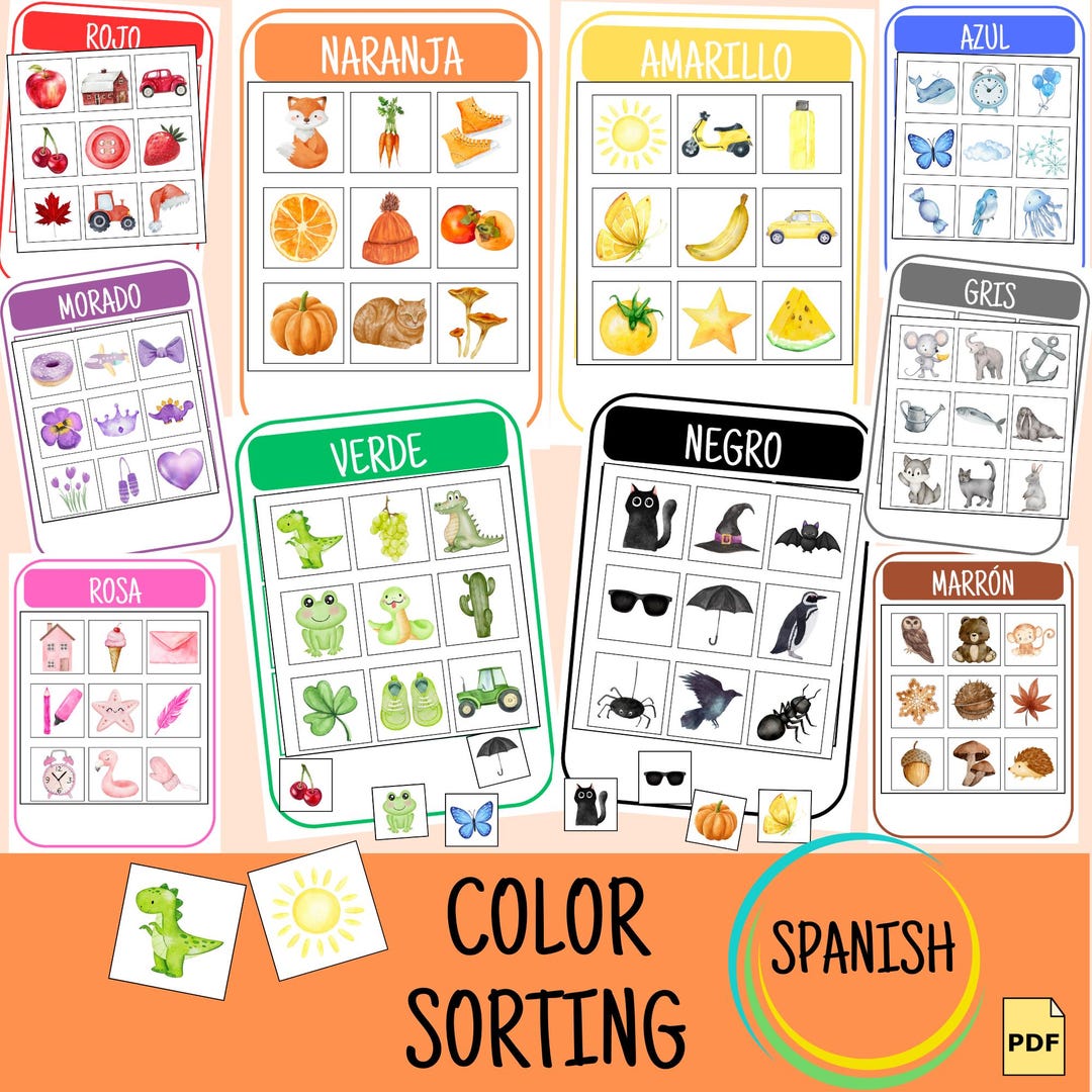 Color Sorting Activity for Toddlers & Preschoolers | Spanish Learning ...