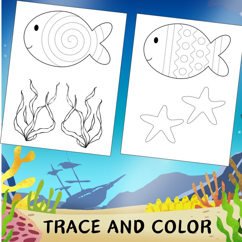 Pre-writing Line Tracing, Under the Sea Themed, Trace Practice, Fine ...