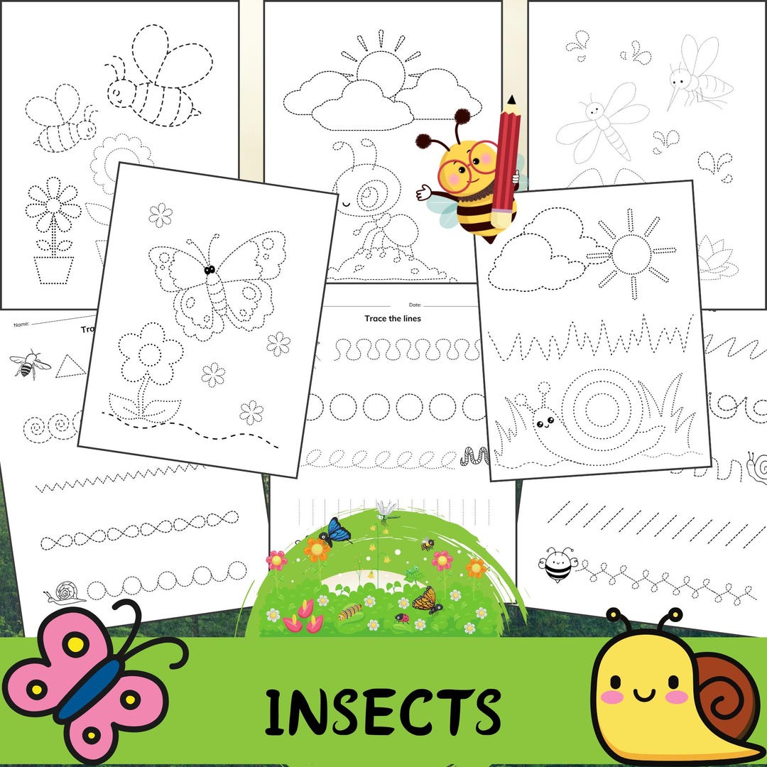 Preschool Insect Printables | Handwriting Tracing Worksheets | PDF - Etsy