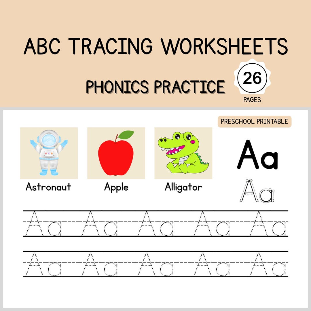 ABC Alphabet Handwriting Tracing Worksheets | Beginning Sounds ...