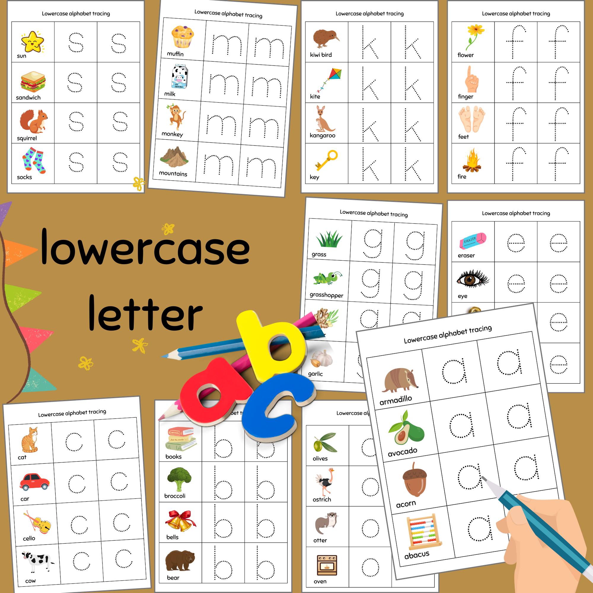 Printable Lowercase Letter Tracing Worksheets | Alphabet Activity for ...