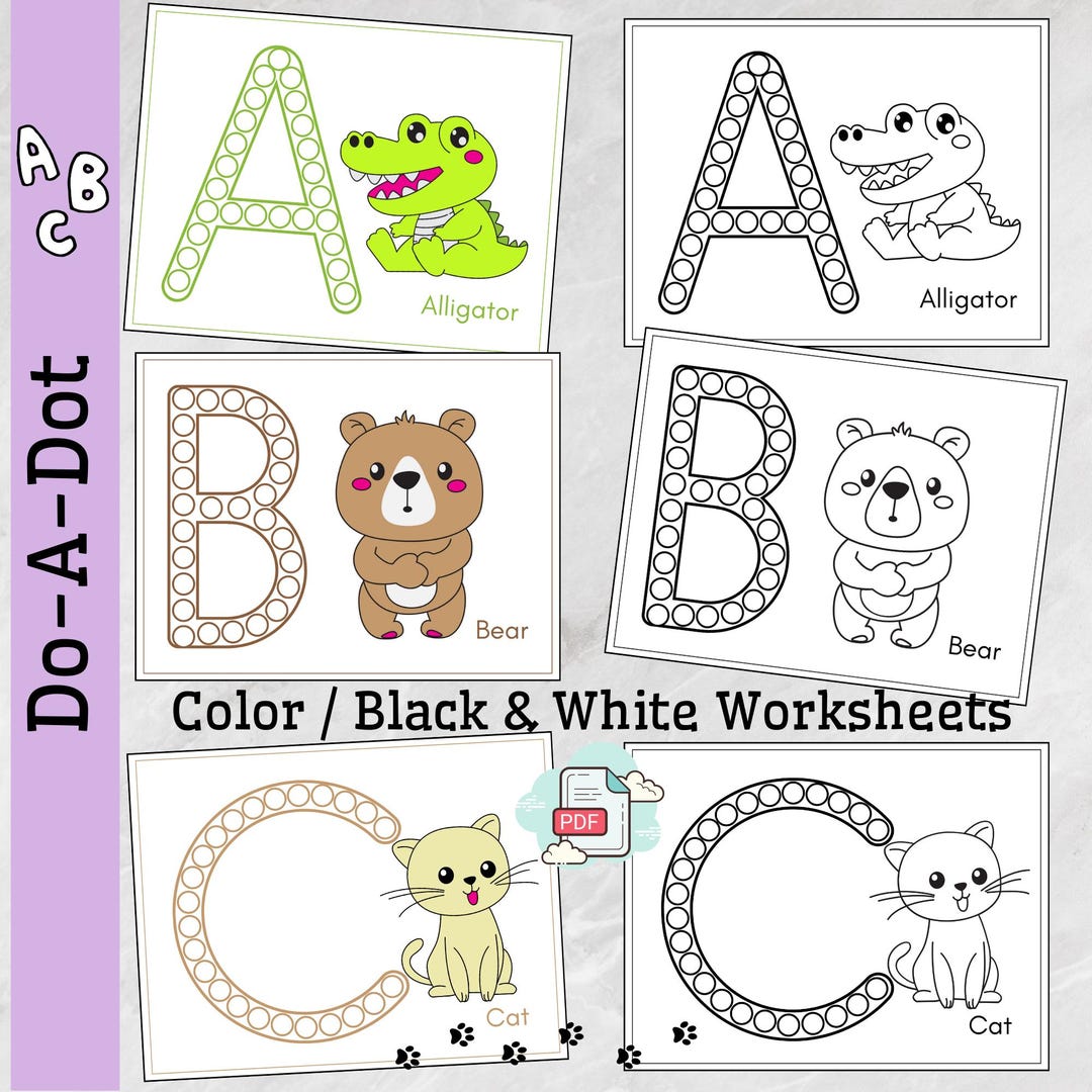 Printable ABC Learning & Animal Coloring Activities for Preschool Kids ...