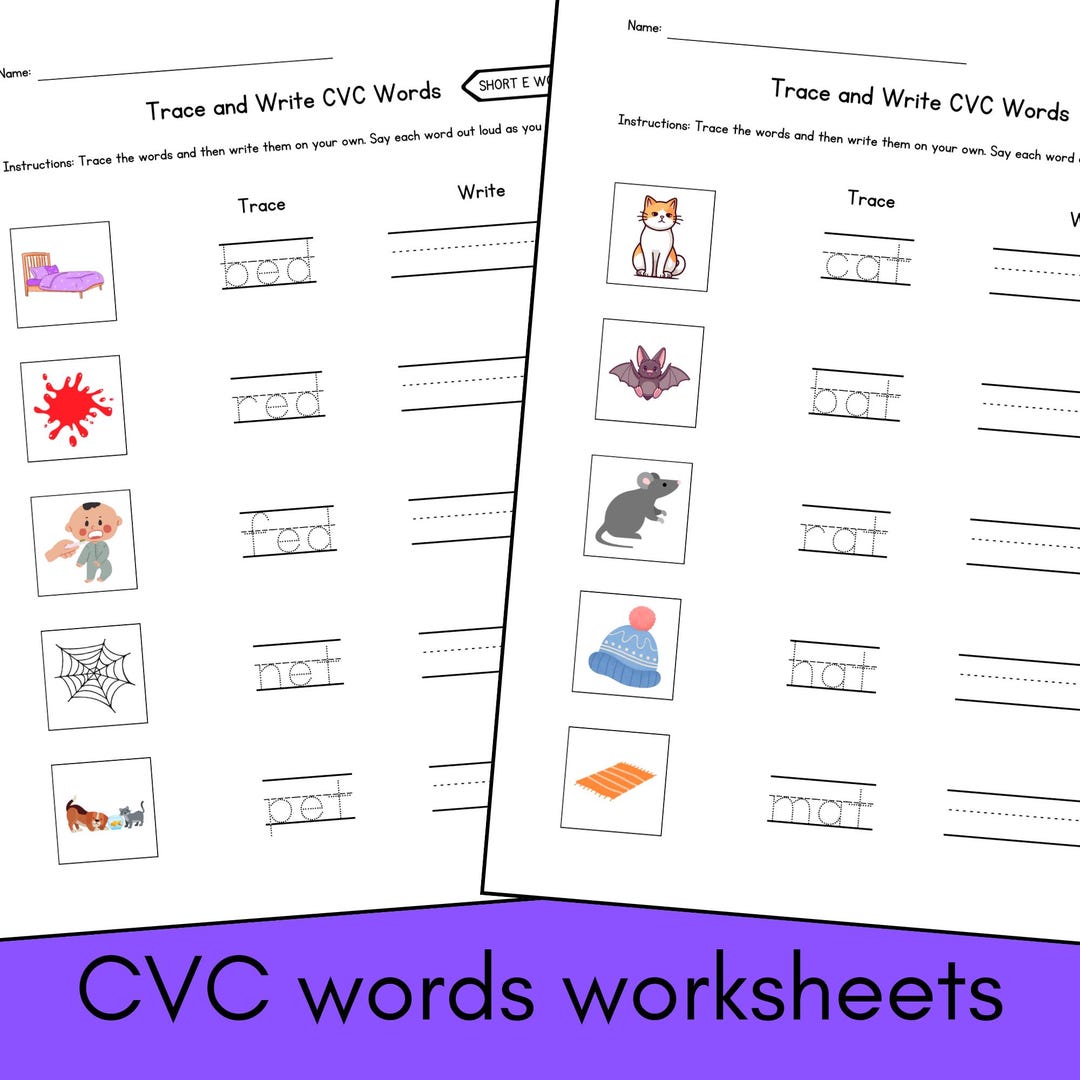 CVC Word Practice – Tracing & Writing Worksheets | Preschool ...