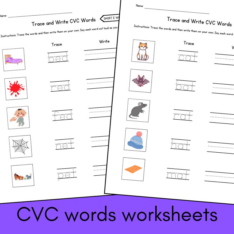CVC Word Practice – Tracing & Writing Worksheets | Preschool ...