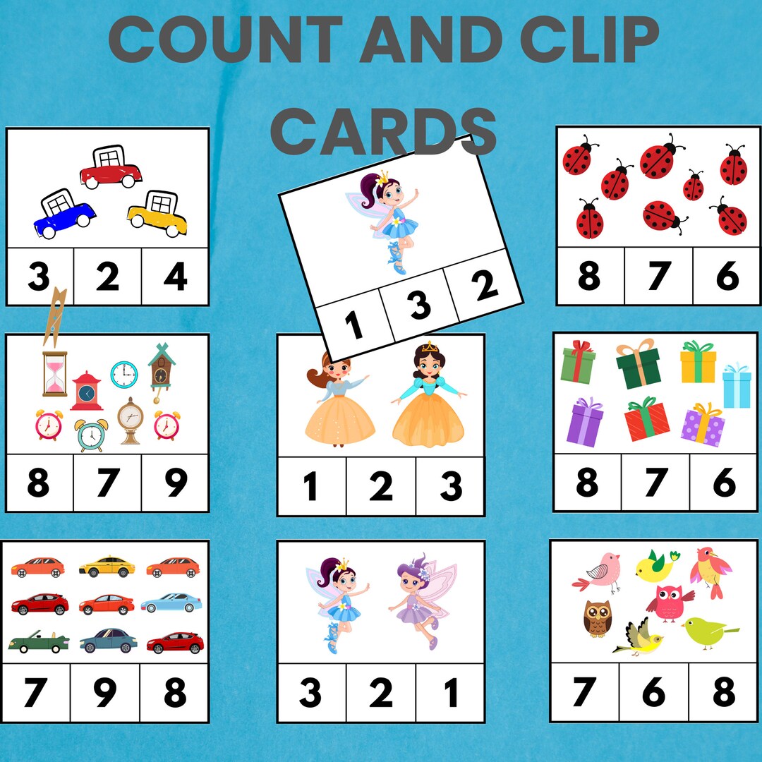 Count and Clip Cards, 1-10, Task Box Activity Set, Montessori Learning ...