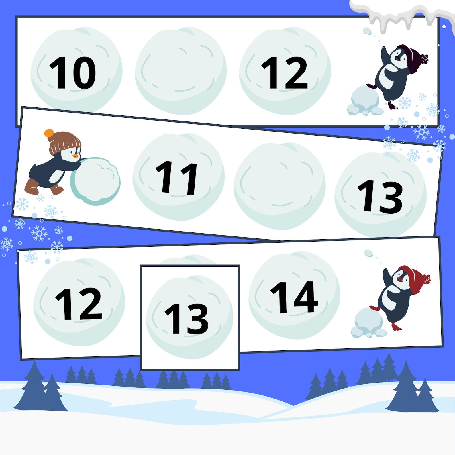 Penguin Math Number Sequence Worksheets 1-20 | Winter Preschool ...