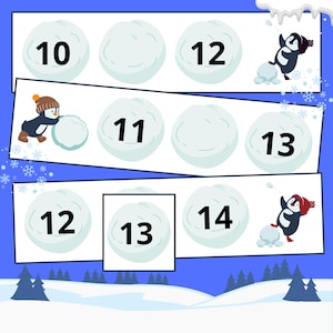 Penguin Math Number Sequence Worksheets 1-20 Winter Preschool ...