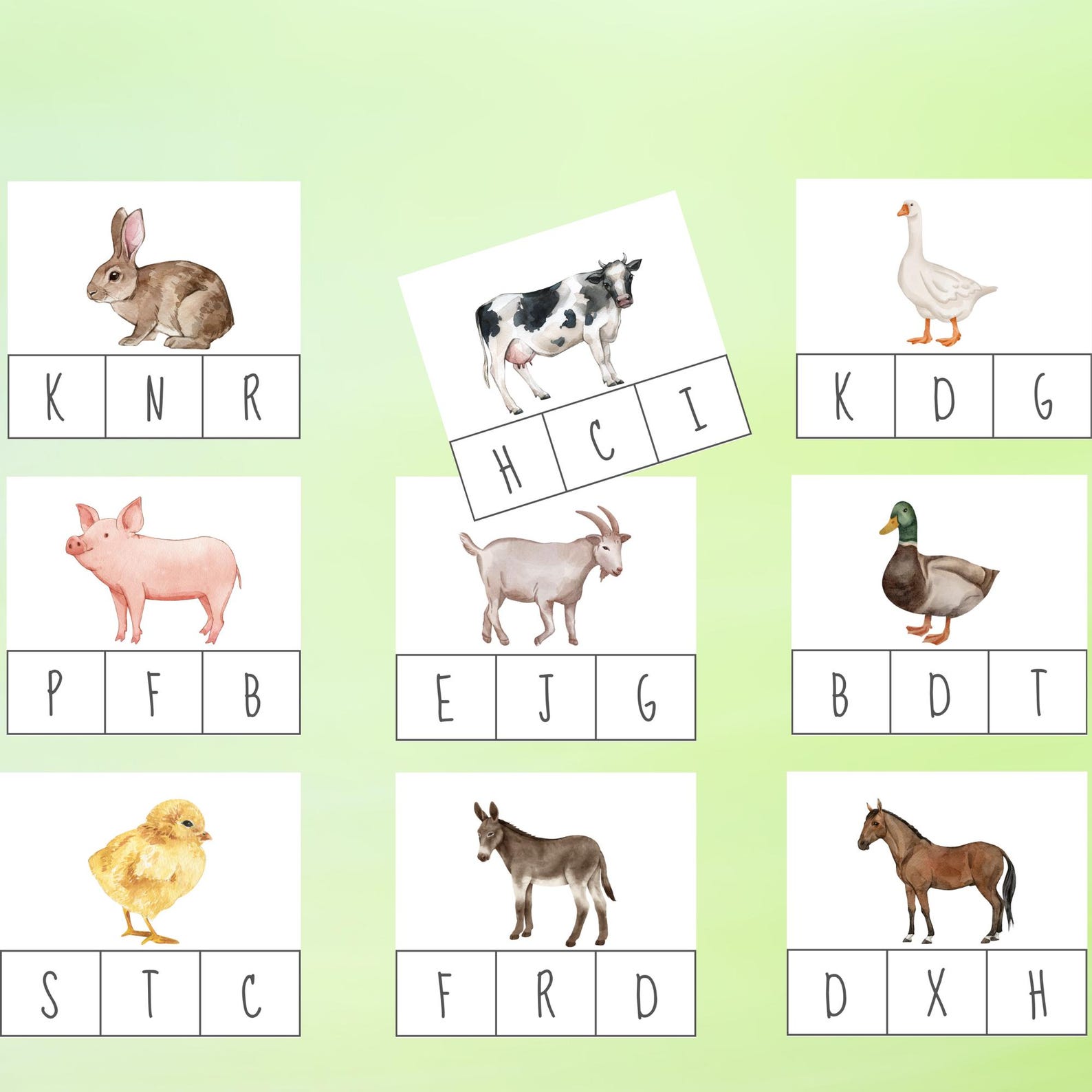Initial Sound Clip Cards, Farm Animal Flashcards and Poster, Preschool ...