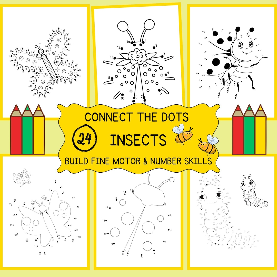Insect Dot to Dot Printables | Connect the Dots Coloring Pages for ...