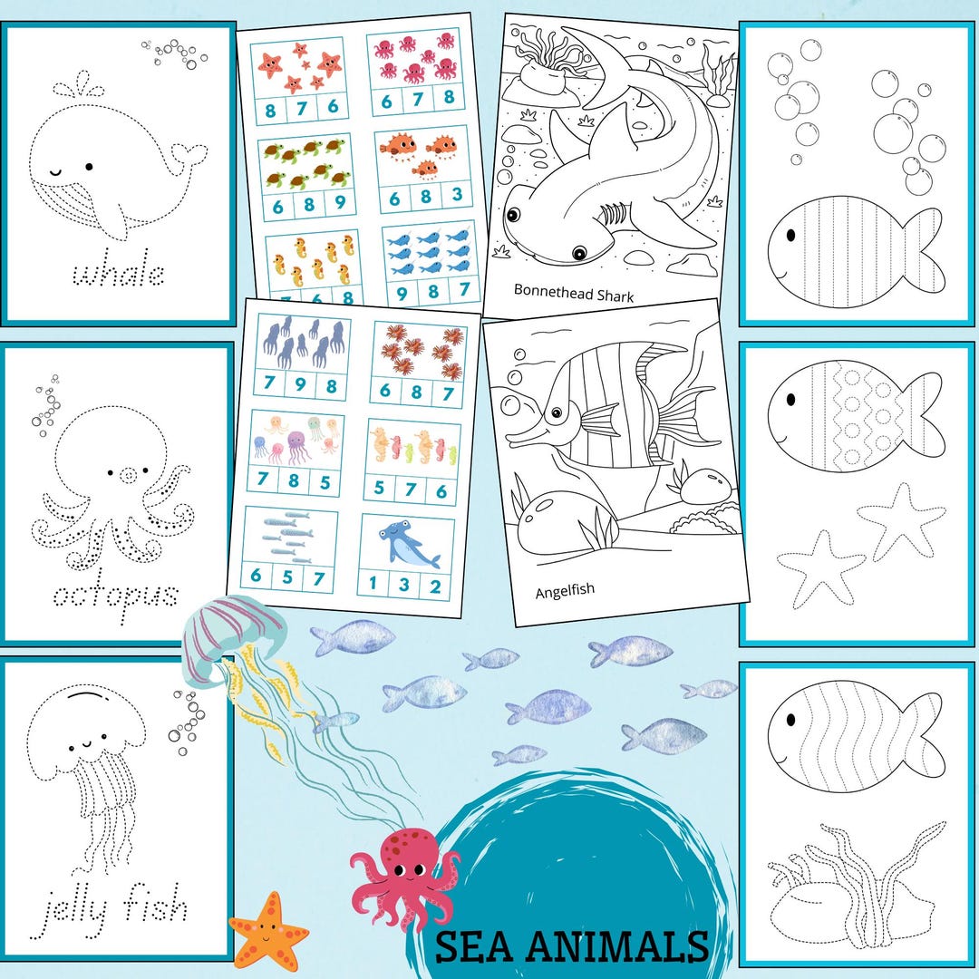 Toddler Ocean Busy Book, ABC, Trace and Coloring Pages, Math Counting ...