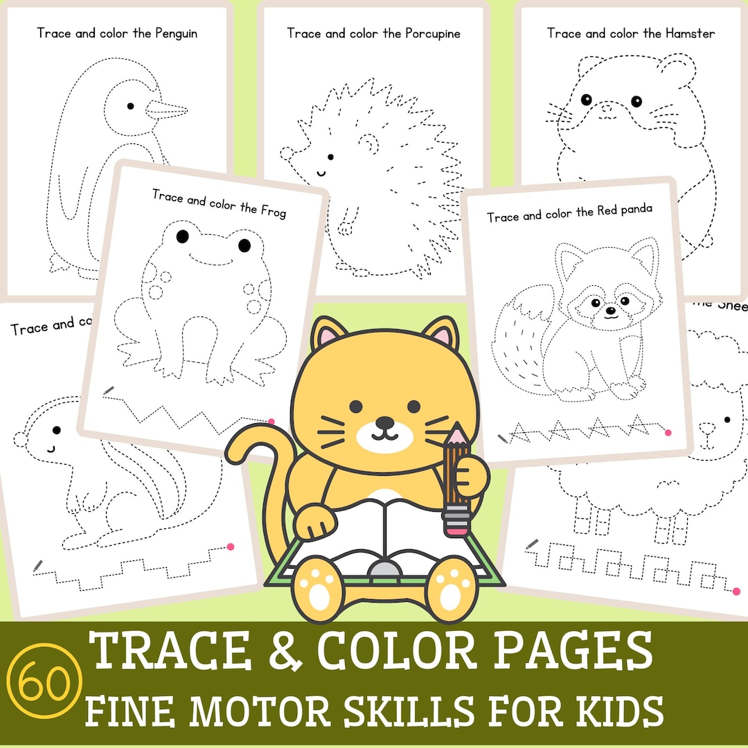 Animal Tracing & Coloring Pages | 60 Printable Worksheets With Line ...