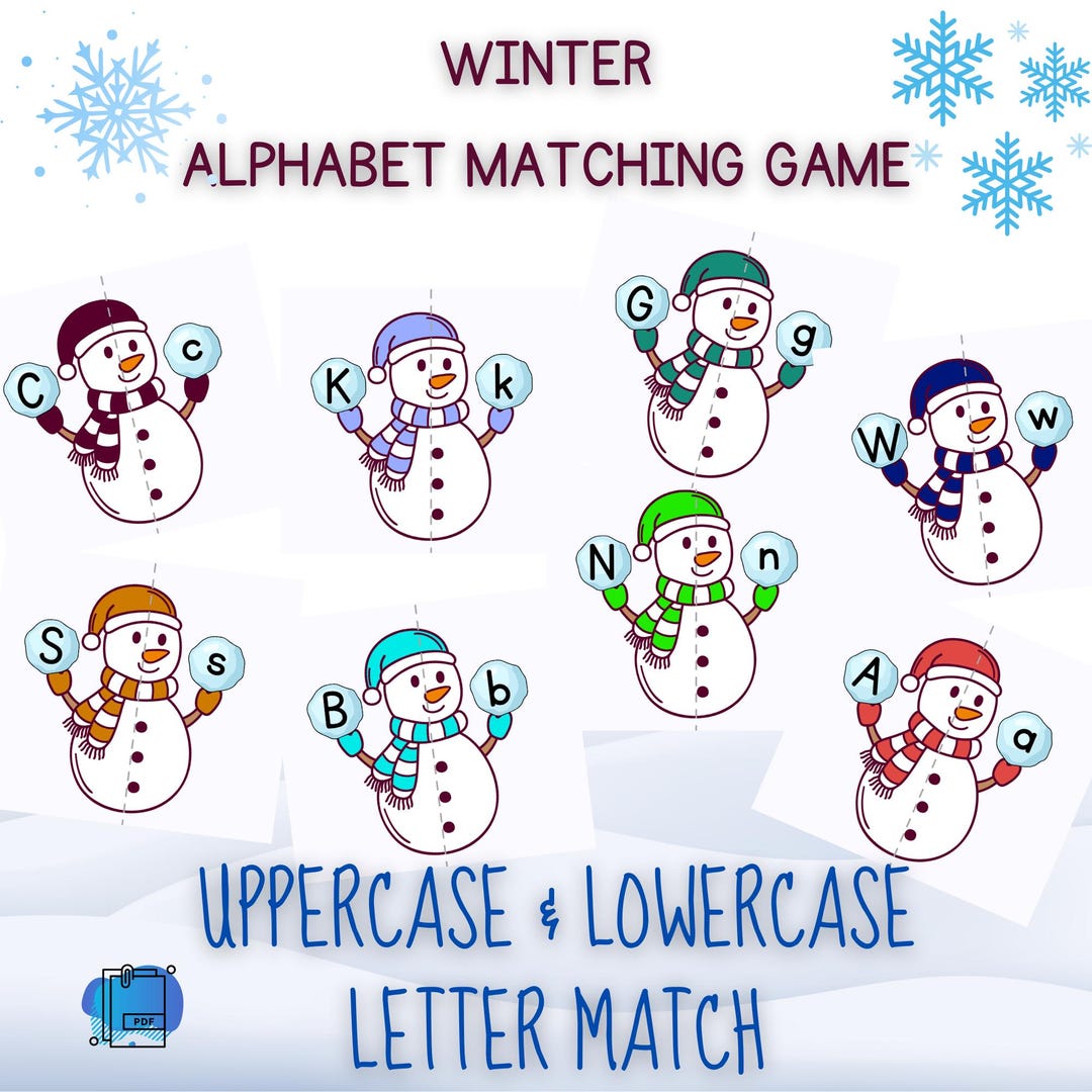 Snowman Alphabet Matching Game | Uppercase and Lowercase Letter Match ...