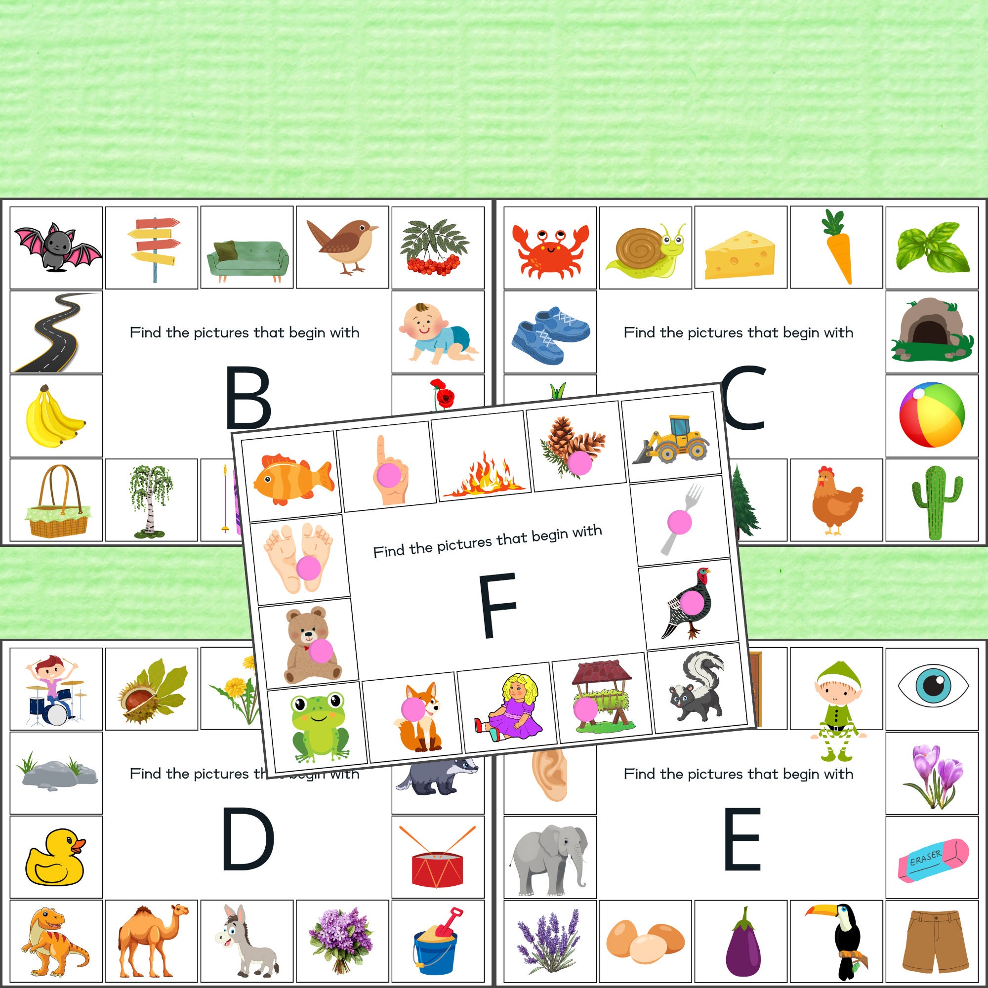Beginning Sound Picture Matching Cards, Printable for Teaching Letter ...