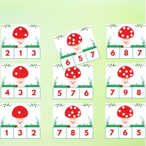 Mushrooms Montessori Count and Clip Cards 1-10 | Toddler & Preschool ...