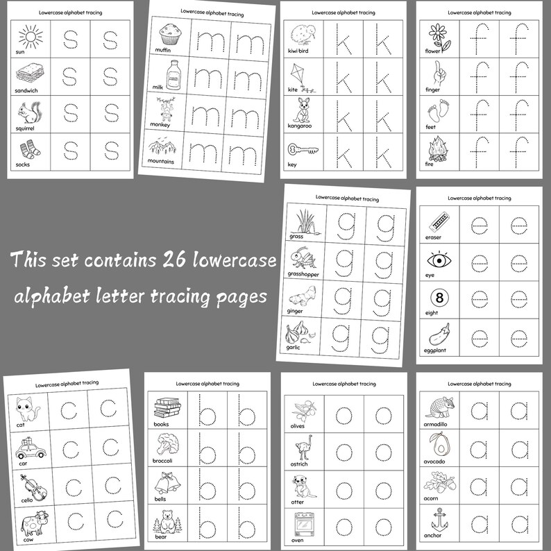 Tracing Lowercase Letters Worksheets | Alphabet Handwriting Practice ...