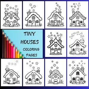 Tiny Houses Coloring Book | Simple Coloring Pages for Toddlers ...