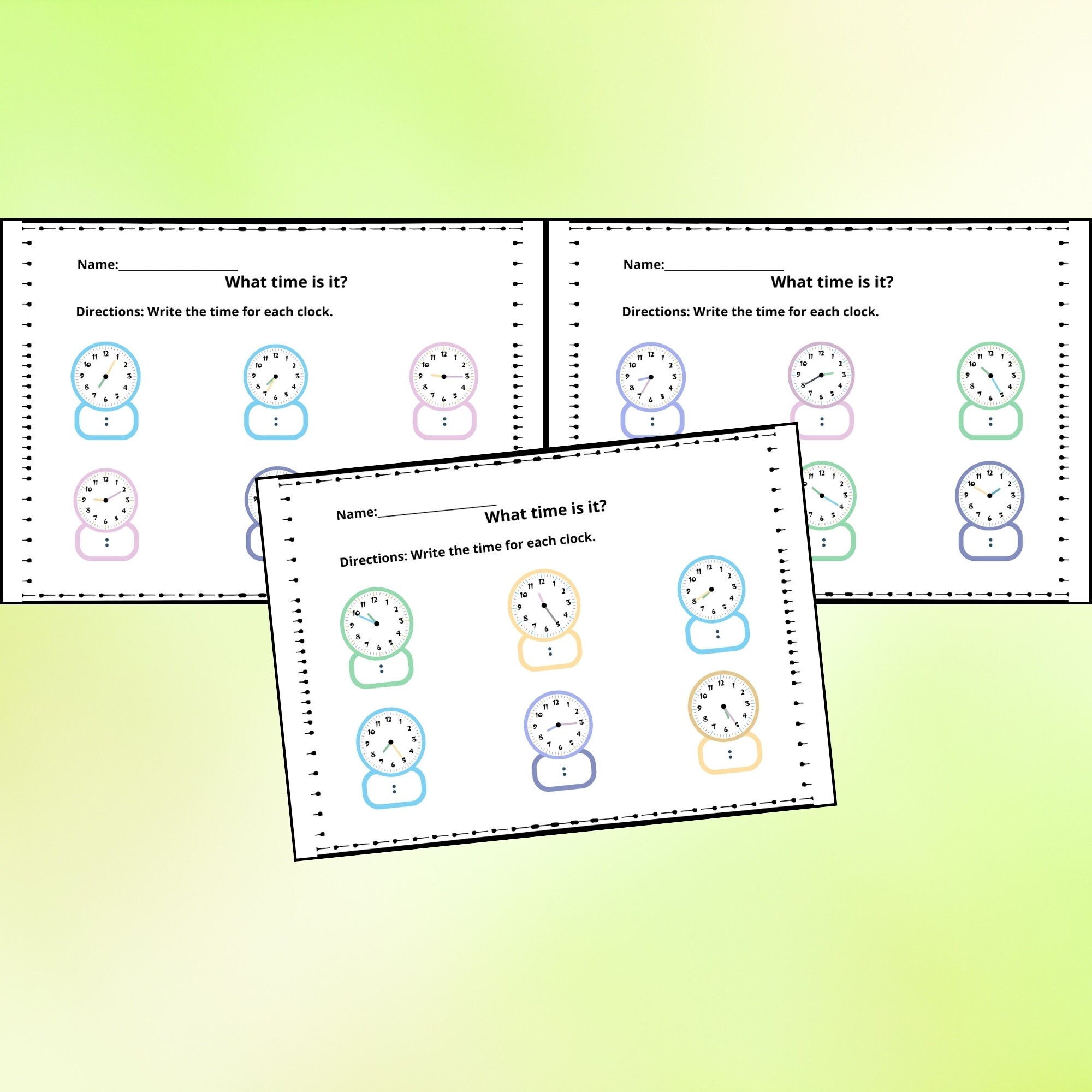 Telling Time, Worksheets Printable, Clock Learning Materials for ...