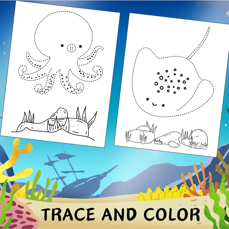 Pre-writing Line Tracing, Under the Sea Themed, Trace Practice, Fine ...