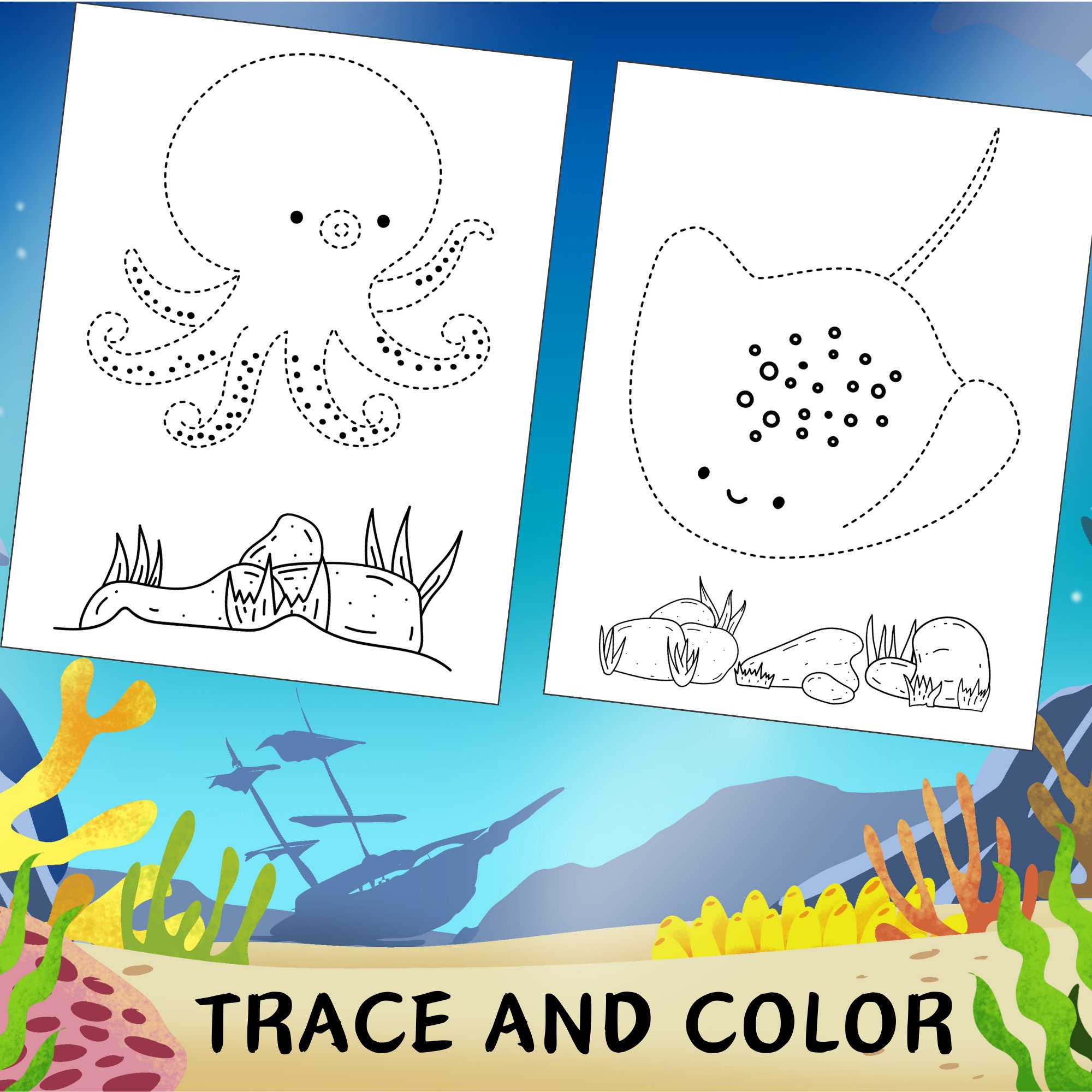 Pre-writing Line Tracing, Under the Sea Themed, Trace Practice, Fine ...