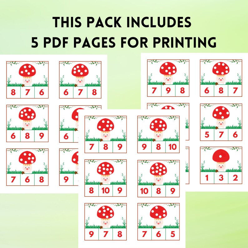 Mushrooms Montessori Count and Clip Cards 1-10 | Toddler & Preschool ...