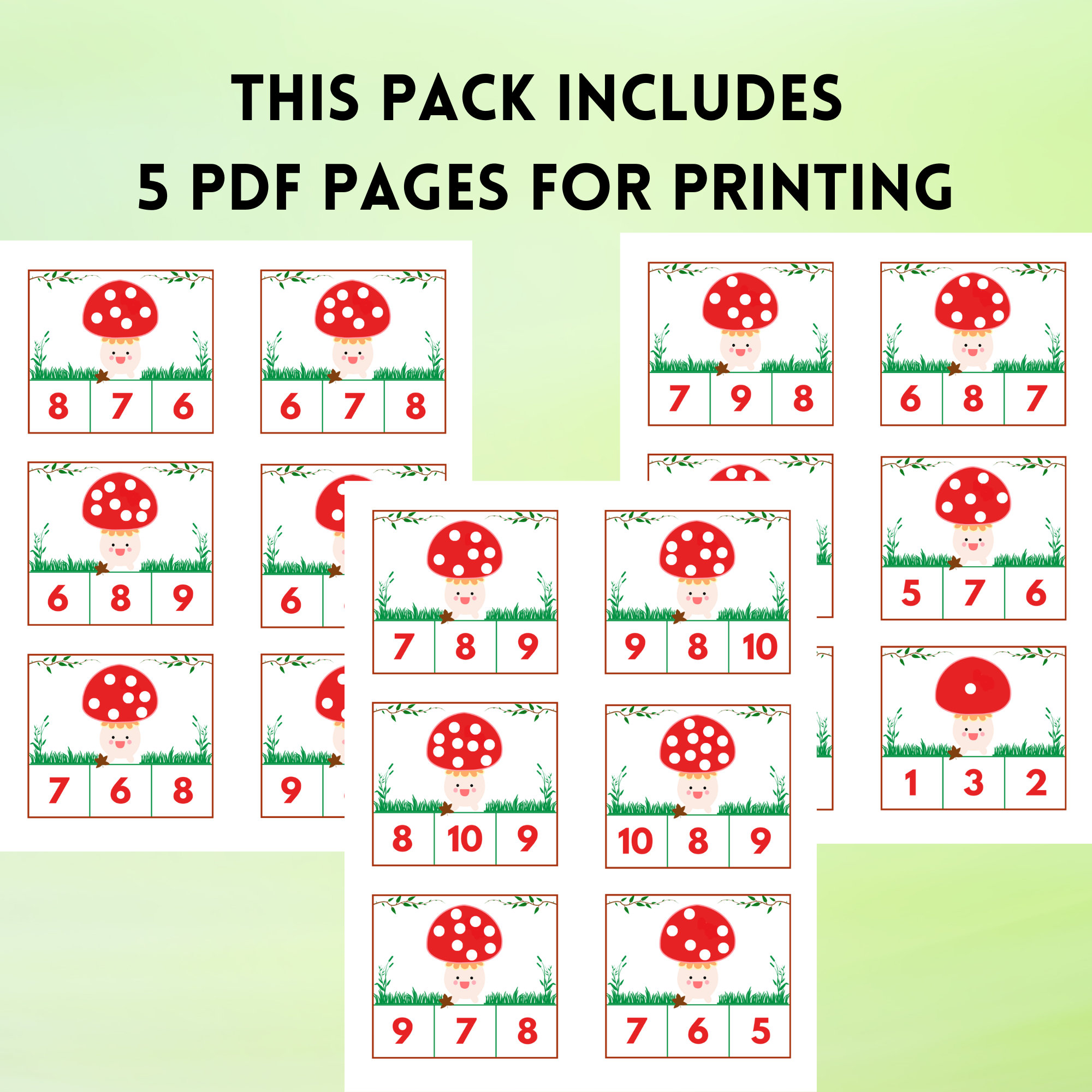 Mushrooms Montessori Count and Clip Cards 1-10 | Toddler & Preschool ...