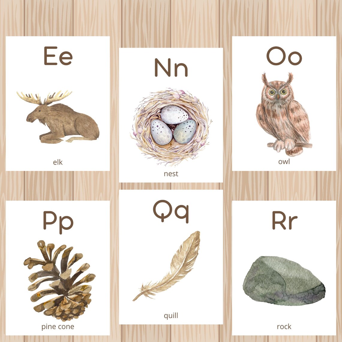 Nature Alphabet Flashcards | Montessori-inspired ABC Cards for Kids ...