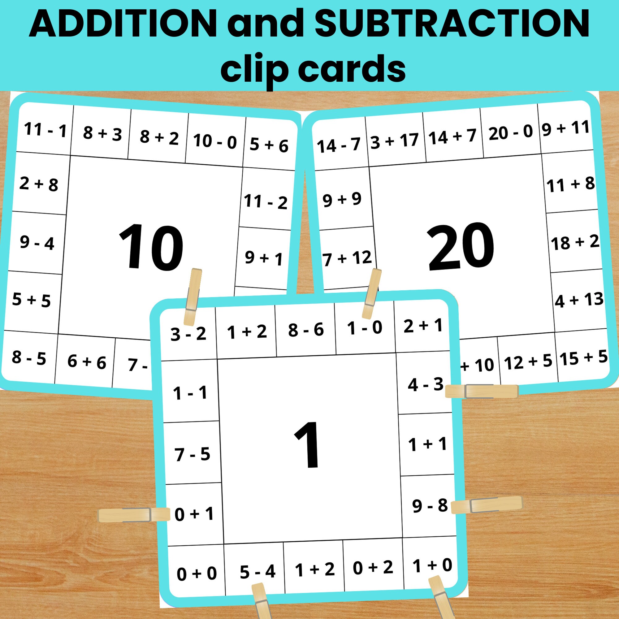 Printable Math Flashcards for Kids: Addition & Subtraction First Grade ...