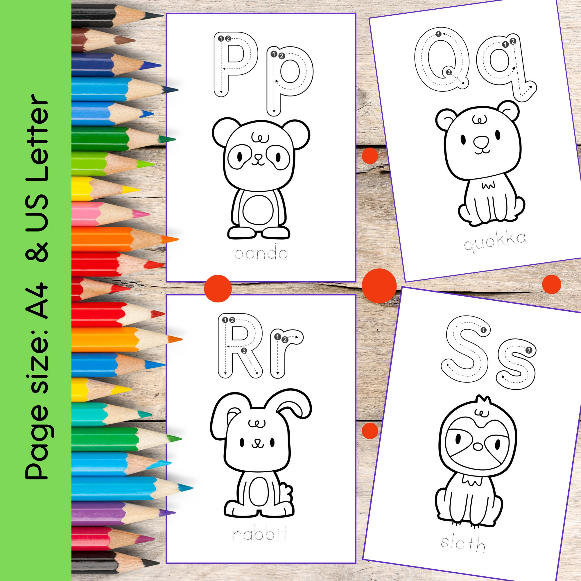 26 ABC Printable Alphabet Animal Coloring Pages, Fun Learning, Letter ...