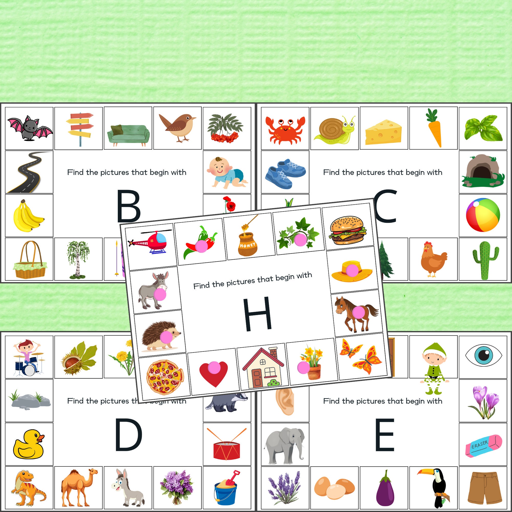 Beginning Sound Picture Matching Cards, Printable for Teaching Letter ...